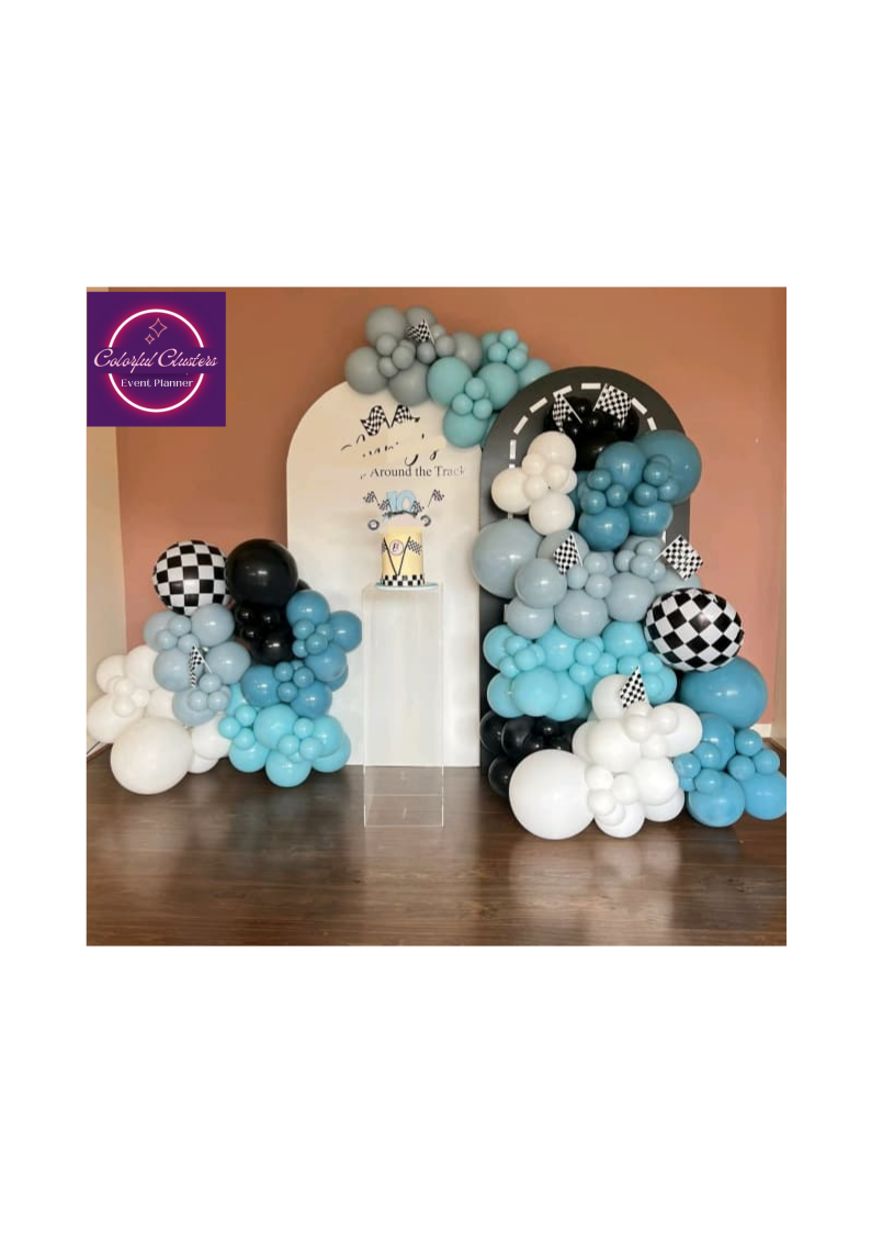 Balloon garland With Racing Car Theme Checker Balloons – LiFaFa